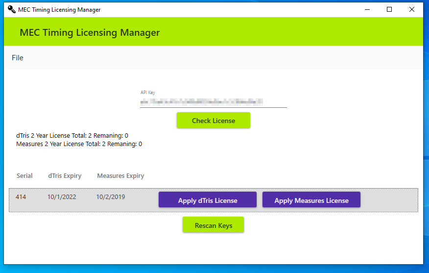 License Manager » MEC Timing